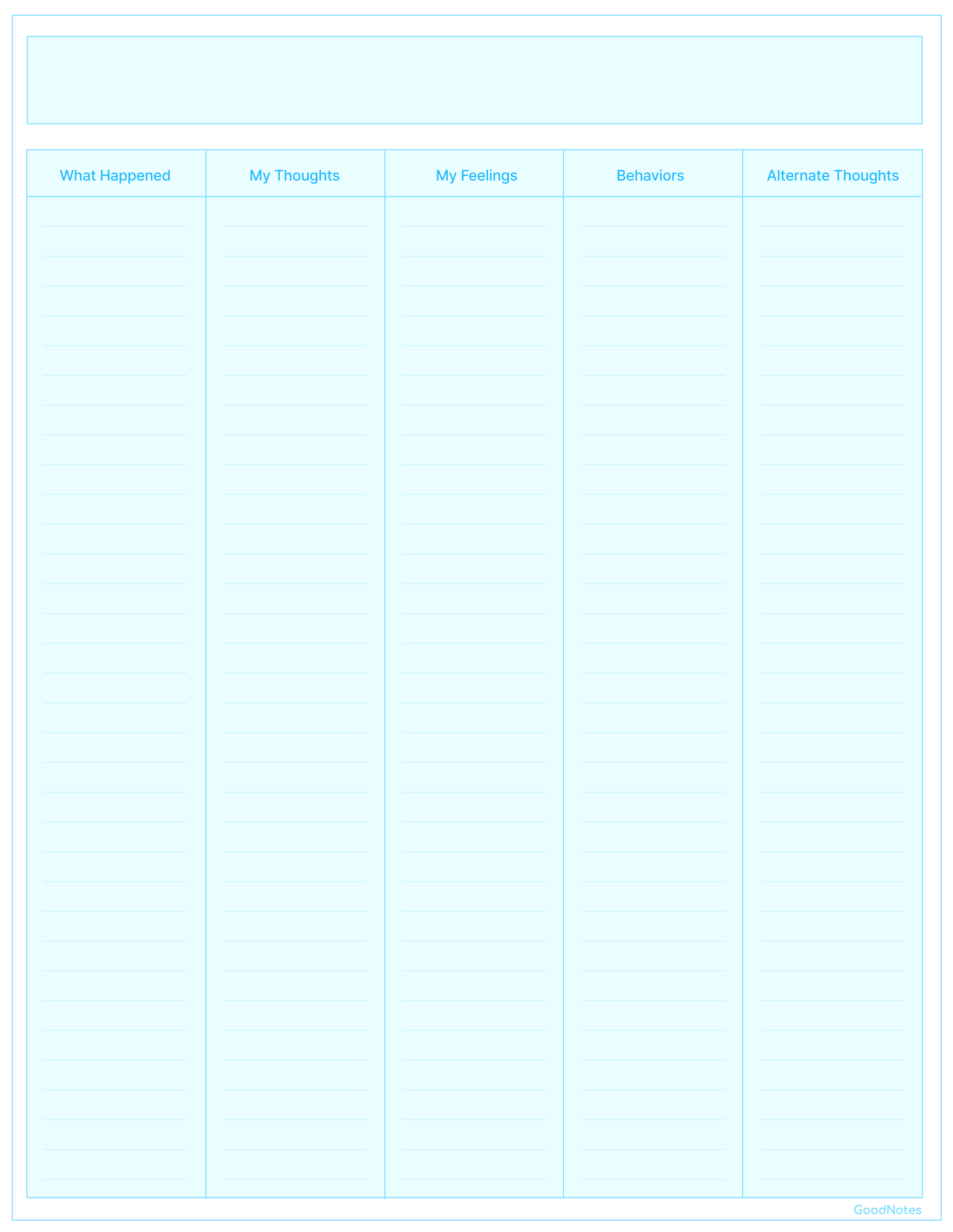 Thought Record Template Goodnotes